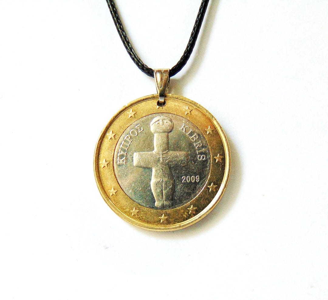 Cyprus Coin Necklace - Modern Coin Featuring A Cross-shaped Idol From ...