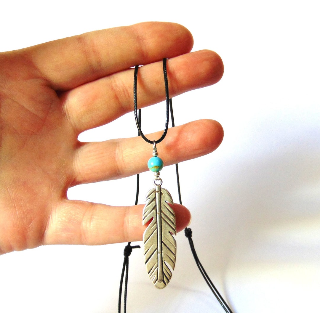 Feather Pendant Necklace - Antique Silver Feather Charm 4 Cm With a ...