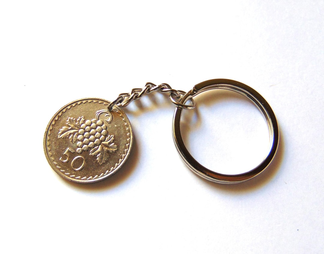 Vintage Coin Keychain From Cyprus - Authentic 1980s Coins - an ...