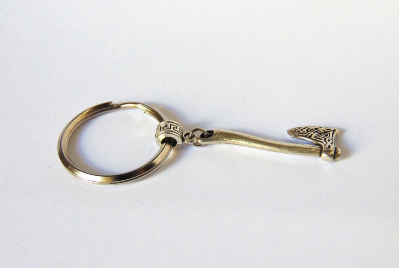 Viking Axe Keyring - Viking Norse Keychain - Silver Axe Pendant ...