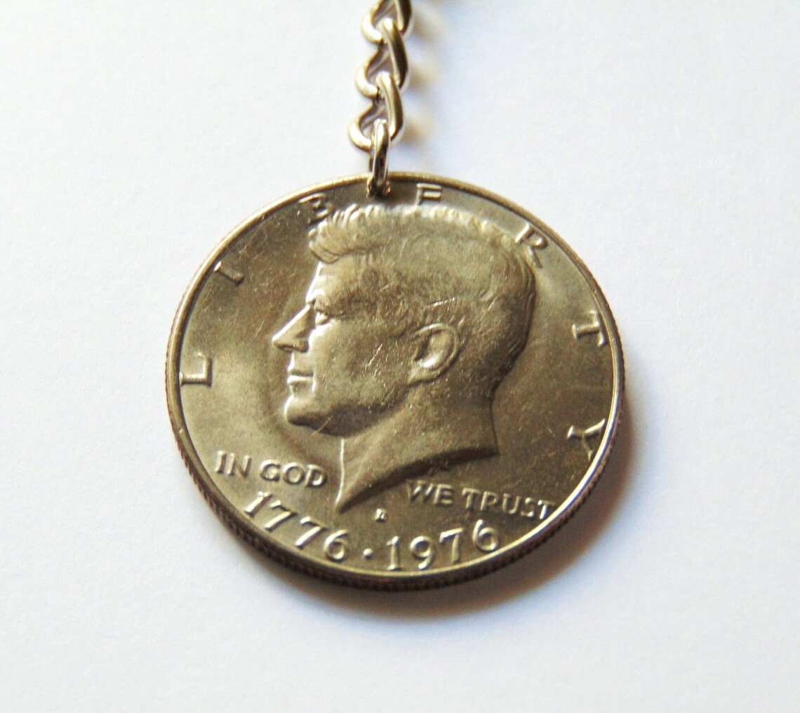 Kennedy Coin Keychain - 1776-1976 Half Dollar Commemorative Coin USA ...