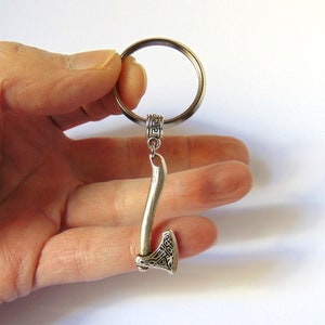 Viking Axe Keyring - Viking Norse Keychain - Silver Axe Pendant ...
