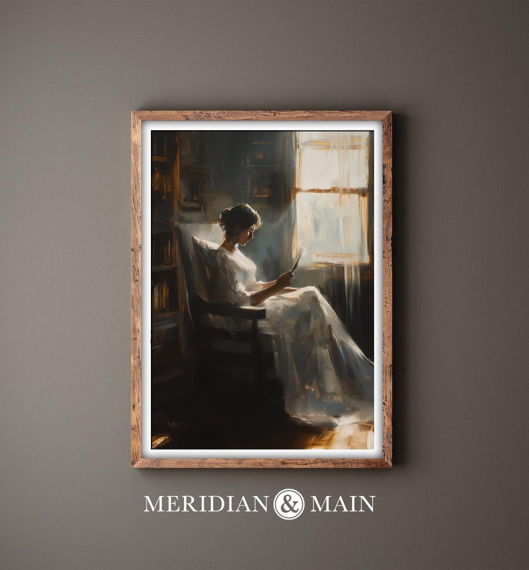 Framed Woman Reading Print: Vintage-inspired Oil Painting Style Wall ...