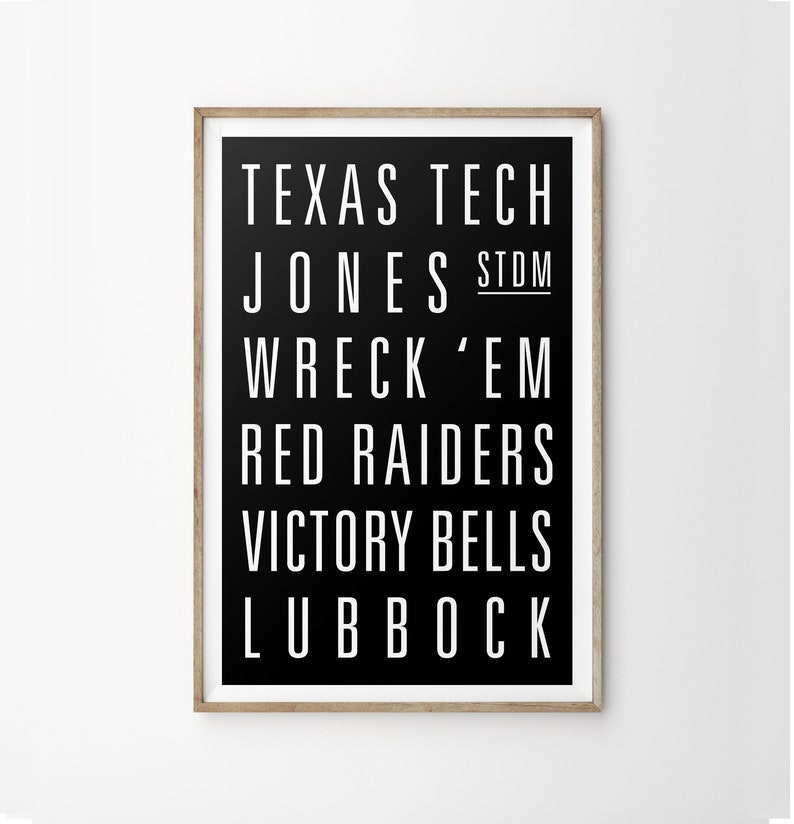 PRINTABLE Texas Tech University Red Raiders Customizable Subway Art ...