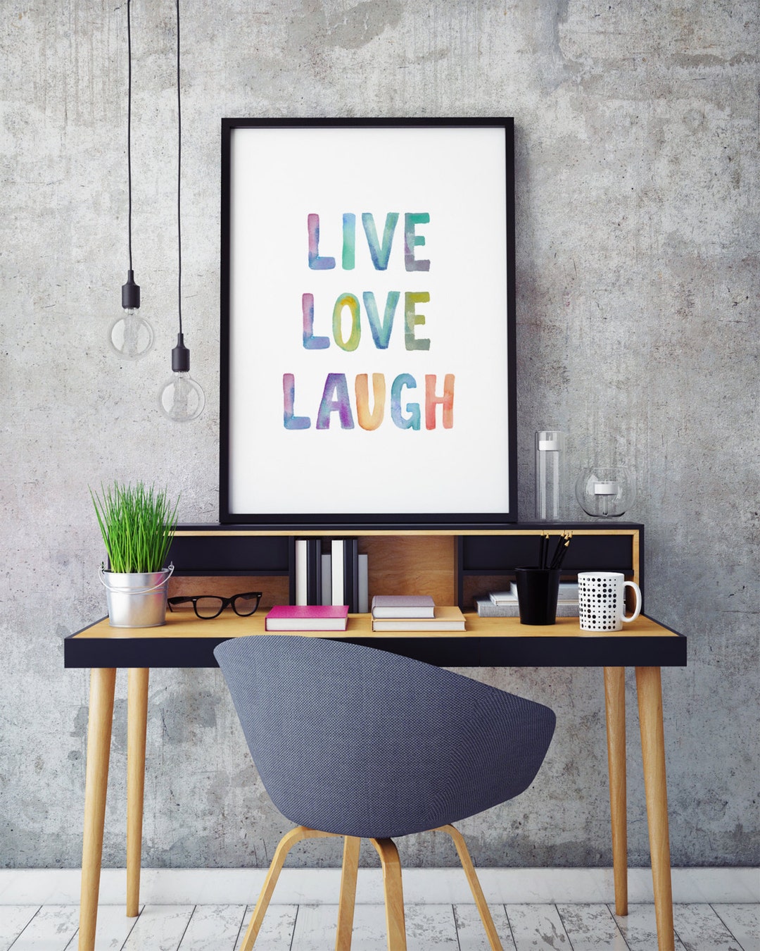 Printable - Live Love Laugh - Digital Download - Typography Digital Art ...