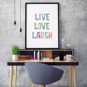 Printable - Live Love Laugh - Digital Download - Typography Digital Art ...