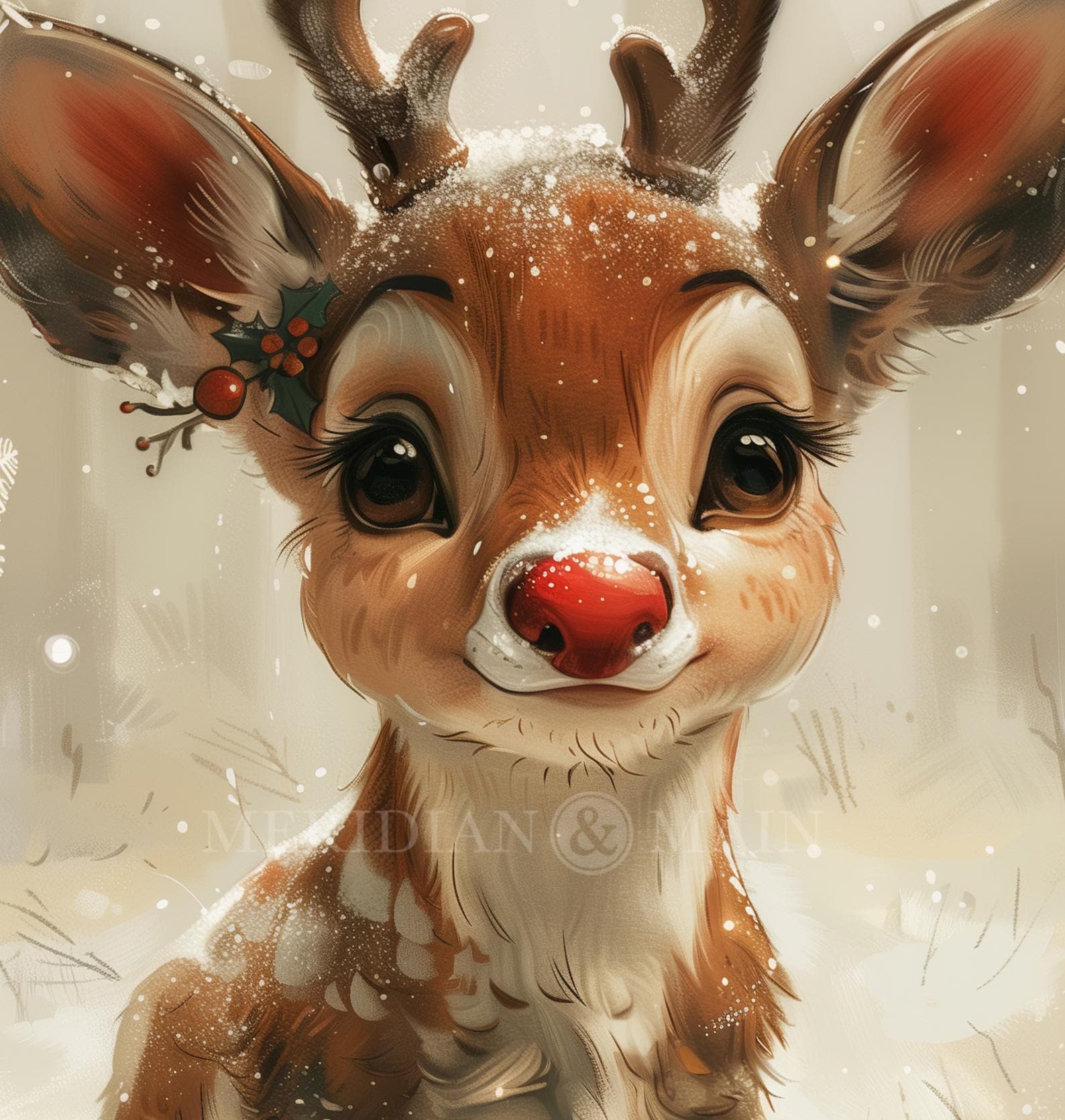 PRINTABLE Cute Rudolph the Red-nosed Reindeer Portrait Digital Download ...