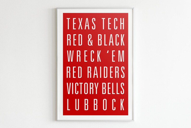 PRINTABLE Texas Tech University Red Raiders Customizable Subway Art ...