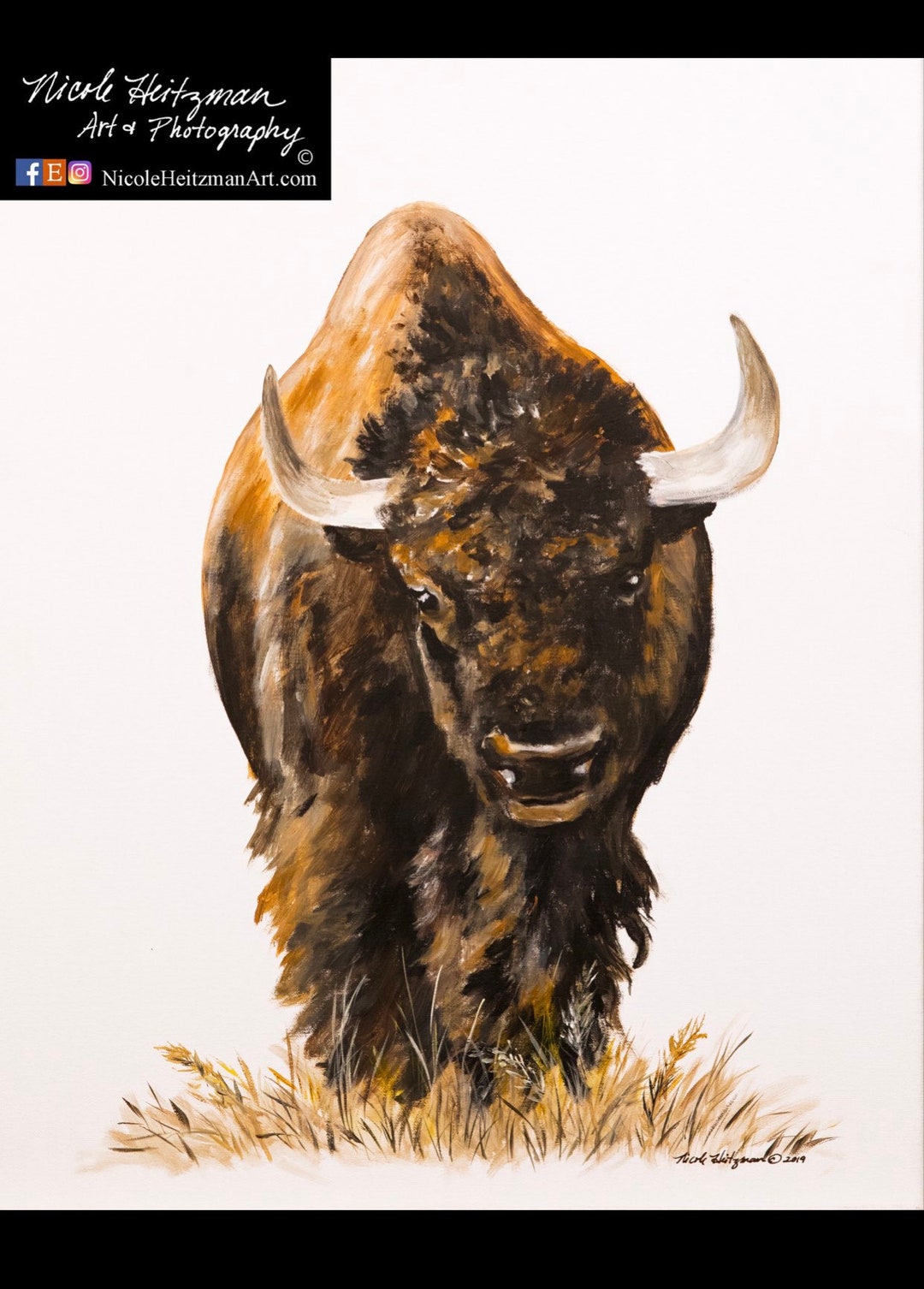Buffalo Portrait Painting Father's Day Gift for Dad Men Him Buffalo ...