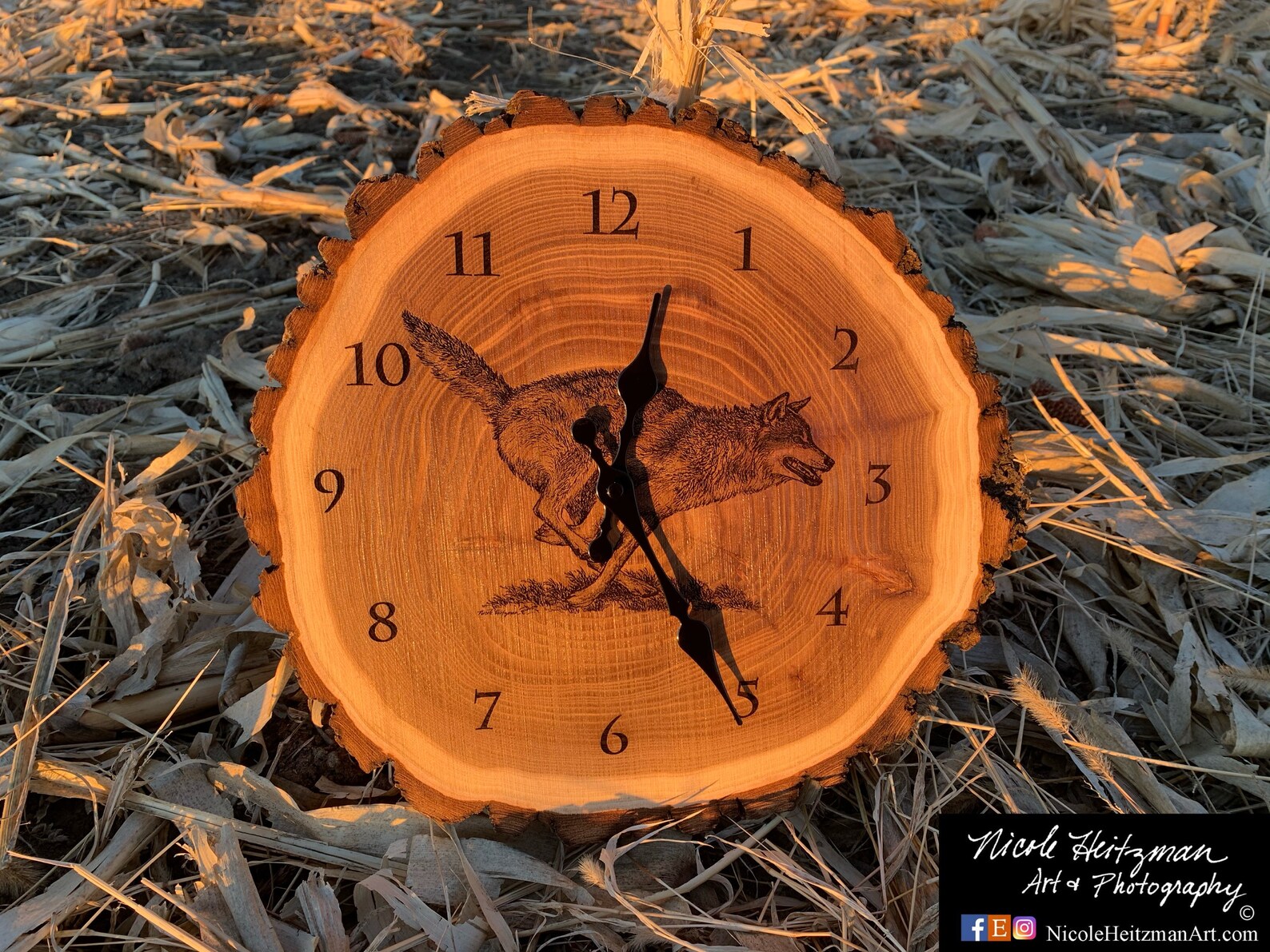 Engraved Wood Clock Wolf Art Wolf Clock Wildlife Art | Etsy