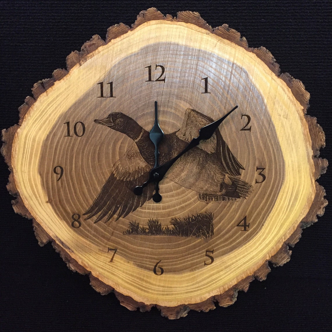 Engraved Wood Clock Mallard Duck Art Duck Clock Waterfowl Wildlife Art ...