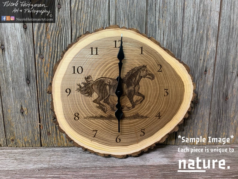 Running Horse Clock Art Engraved Wood Clock Horse Western Art - Etsy