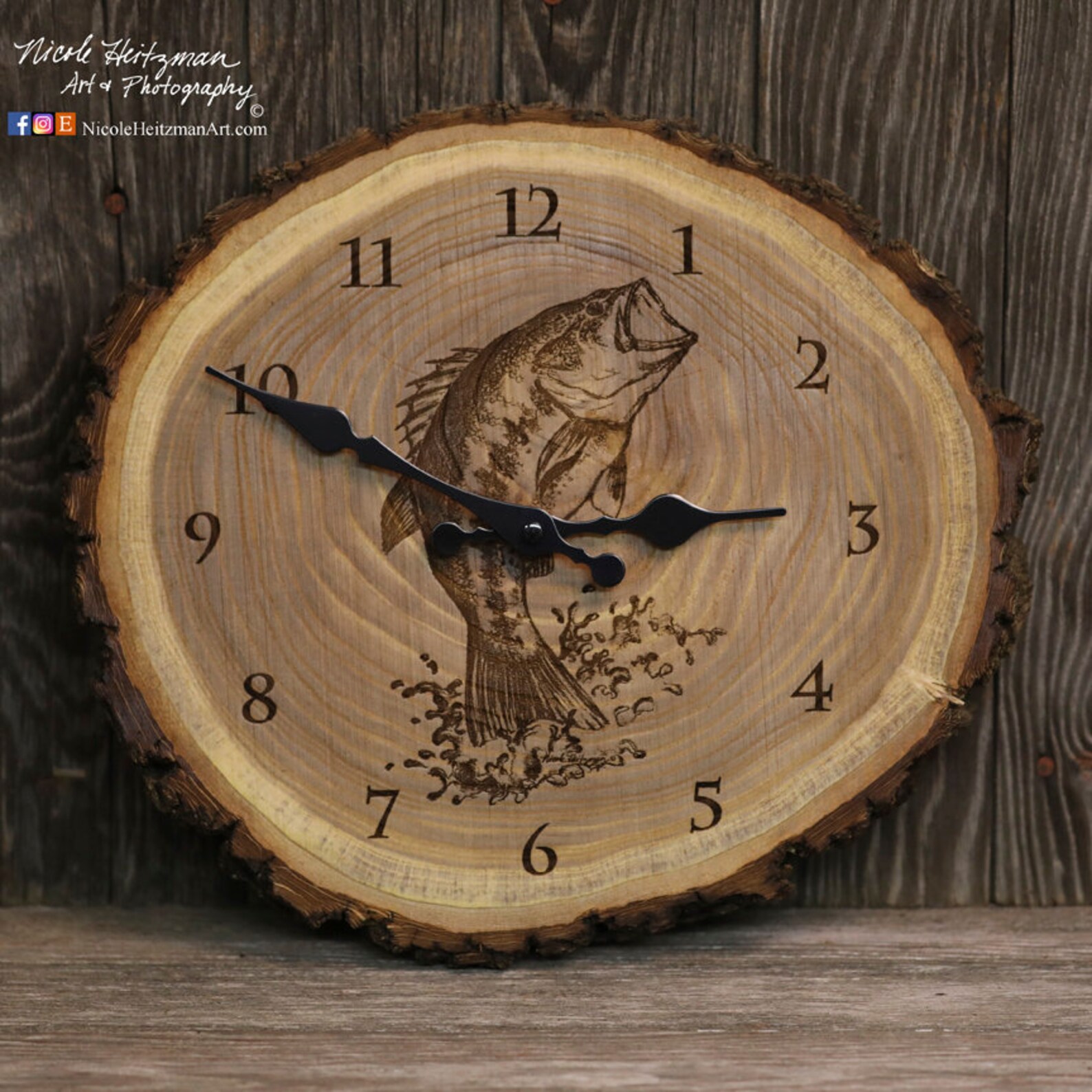Bass Art Engraved Wood Clock Father's Day Gift for Men - Etsy
