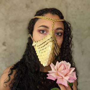 Scale Mail Face Mask, Flashy Elegant Covid Gear, Clad in Armor, Dragon ...