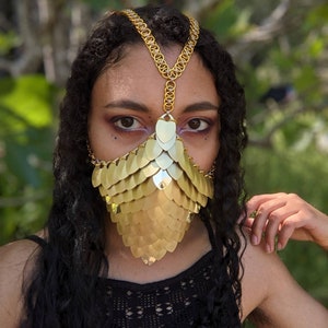 Scale Mail Face Mask, Flashy Elegant Covid Gear, Clad in Armor, Dragon ...