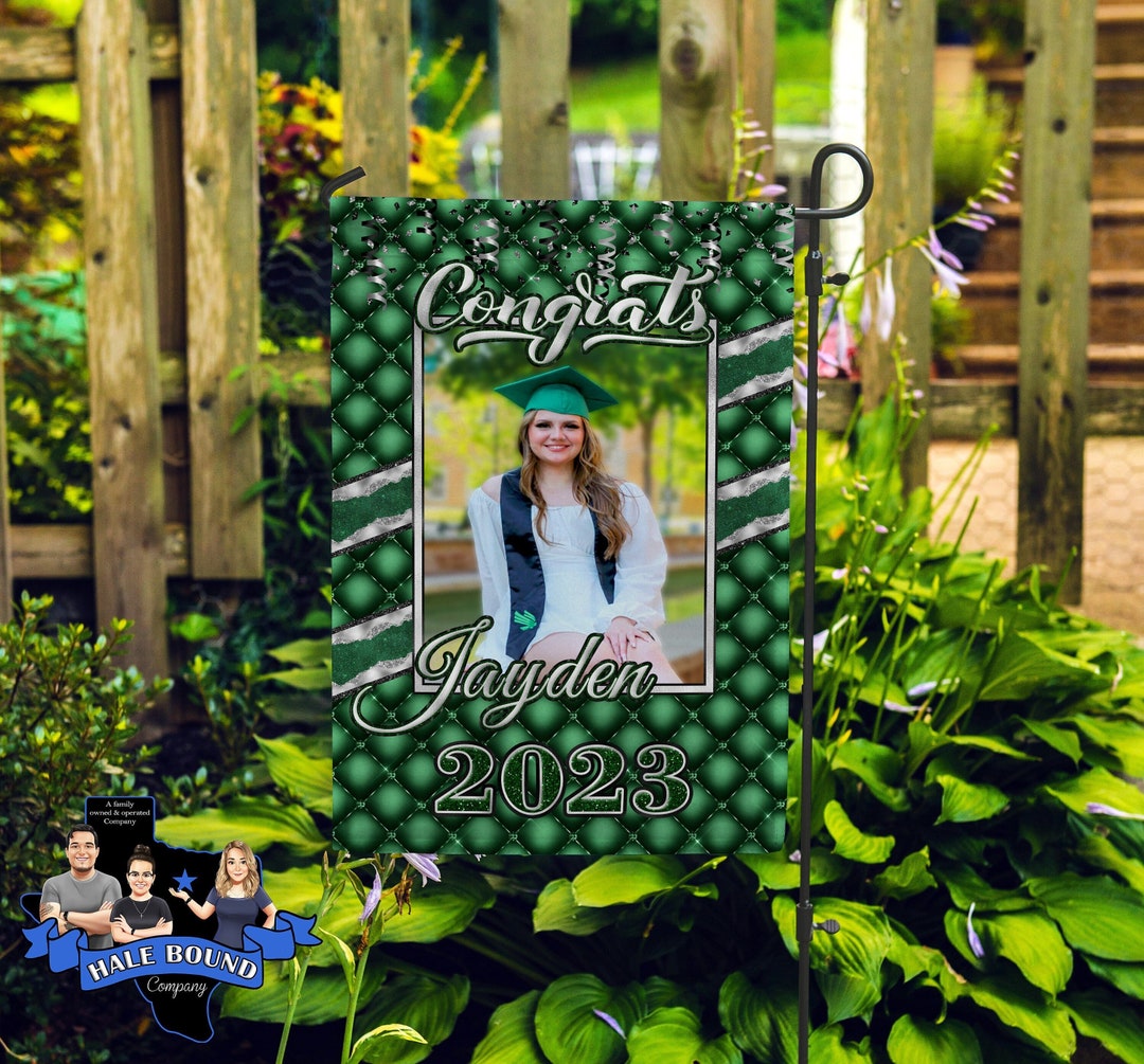 Personalized GREEN & BLACK GLAM Graduation Garden Flag - Etsy