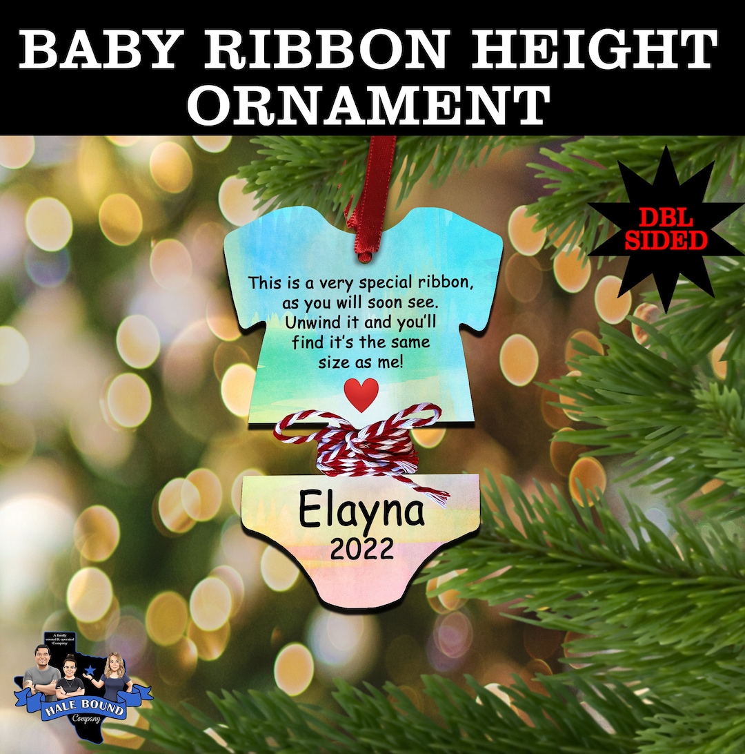 Kids Personalized Height Ribbon Christmas Ornament, Keepsake Ribbon ...