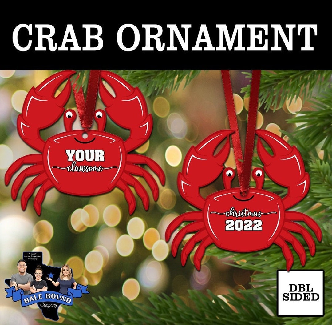 Clawsome Crab Christmas Ornament | Personalized Beach Nautical Decor ...