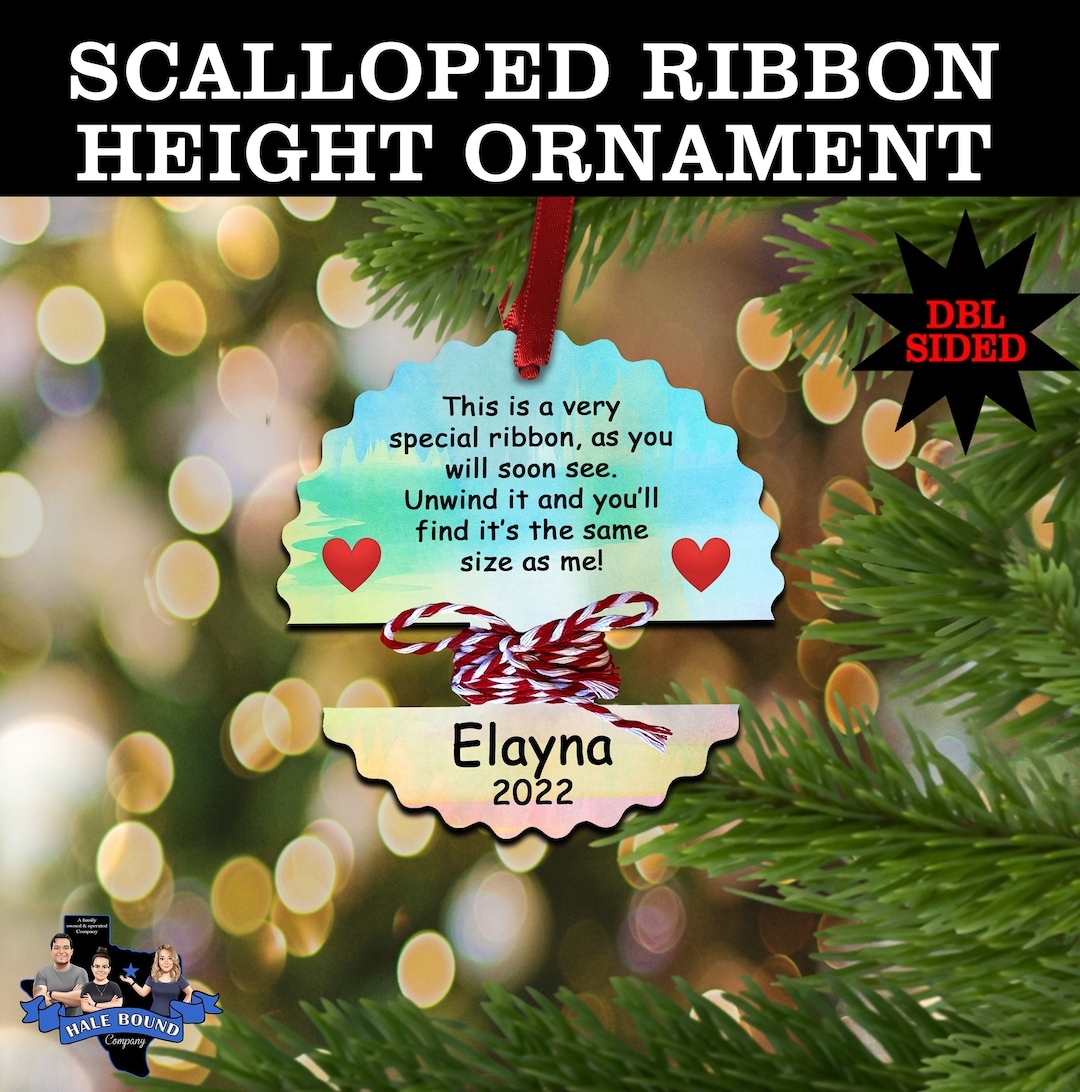 Kids Personalized Height Ribbon Christmas Ornament, Keepsake Ribbon ...