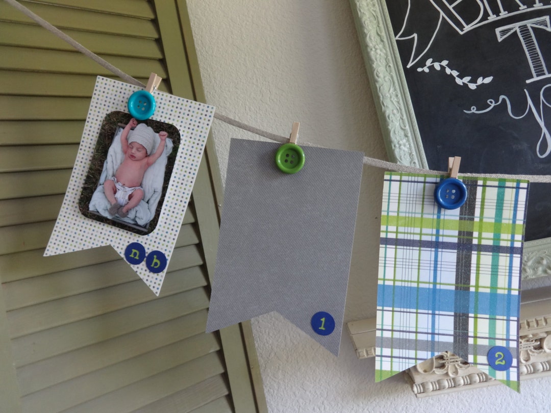 First 1st Year Photo Banner Garland Bunting Swag Birthday Baby Boy ...