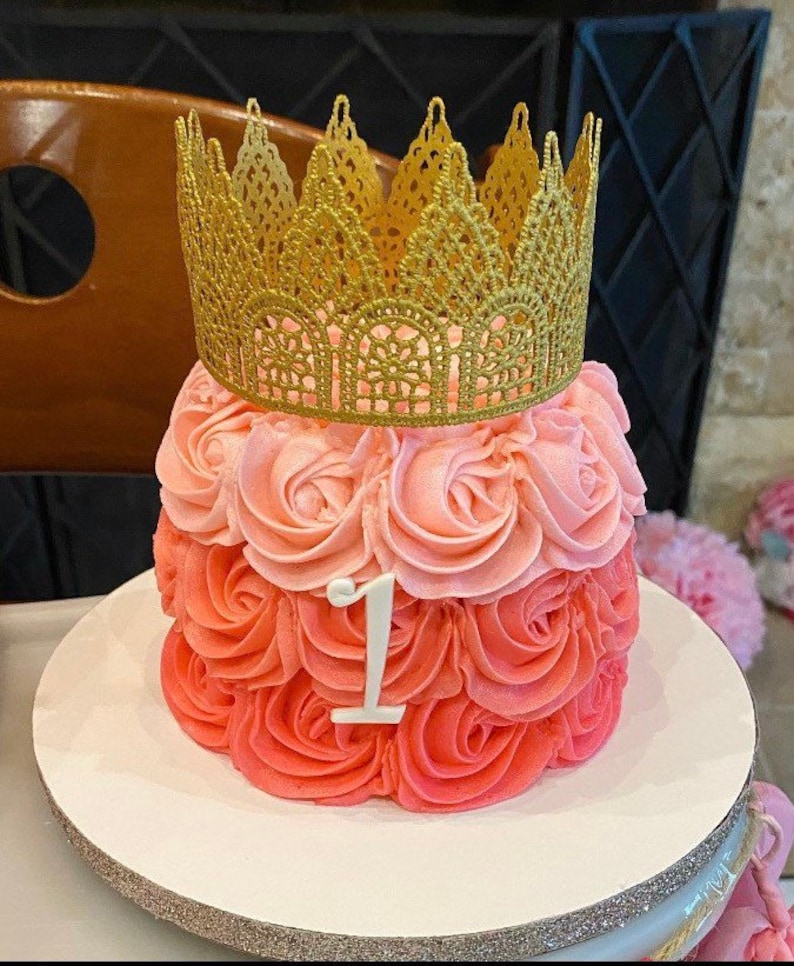 Crown Cake Topper Tiara Princess Party Gold Baby Crown - Etsy