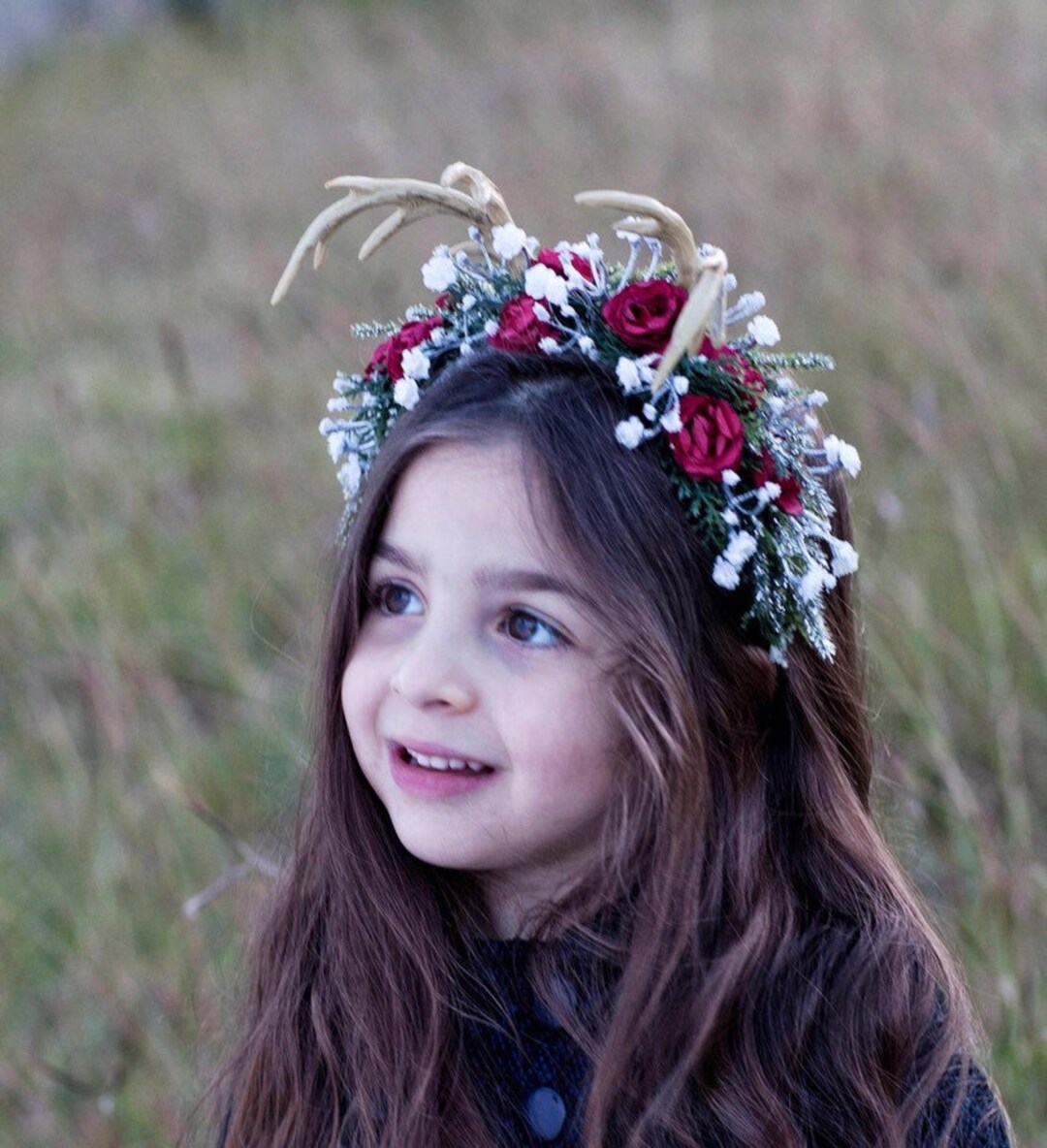 Christmas Deer Headband, Deer Flower Crown, Antler Crown, Christmas ...