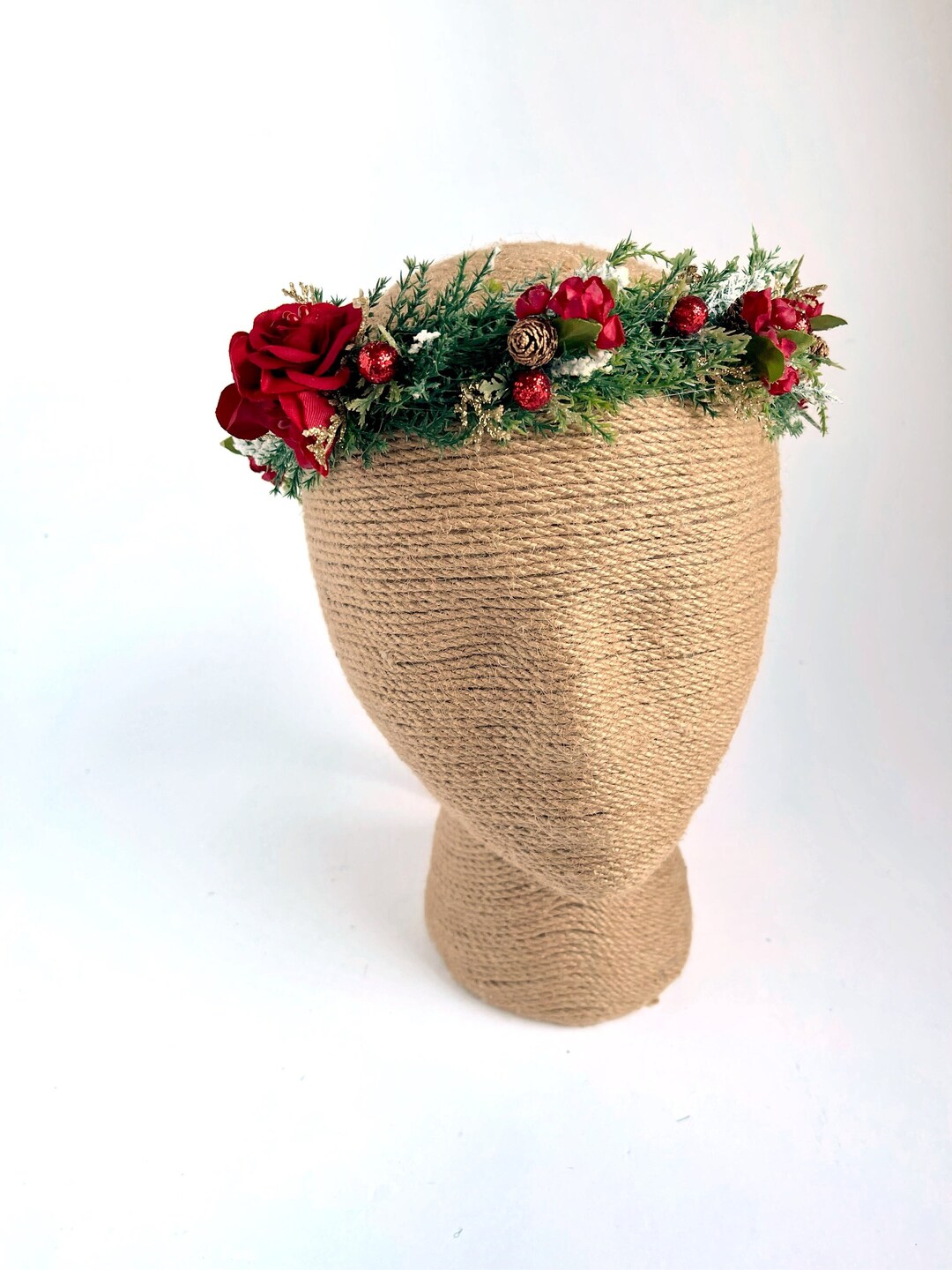 Christmas Flower Crown, Christmas Halo Wreath, Christmas Floral Crown ...