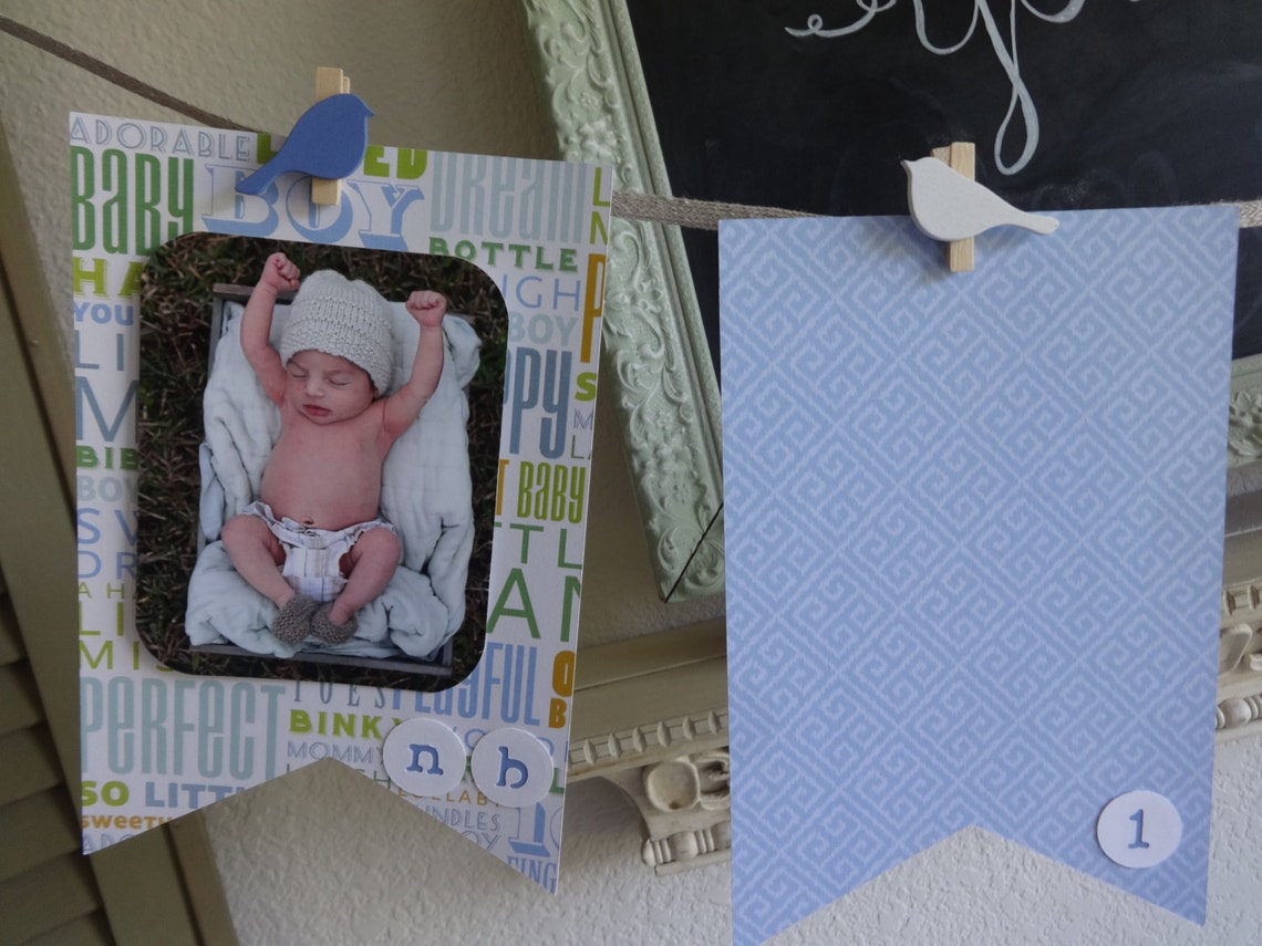 First 1st Year Photo Banner Garland Bunting Swag Birthday Baby Boy~bow ...