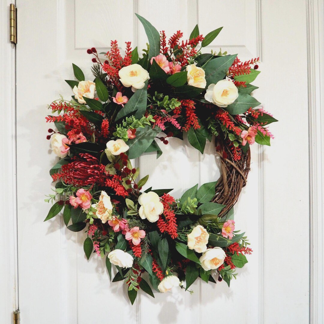 Year-round Grapevine Wreath Front Door Decor, Large Rustic Everyday ...