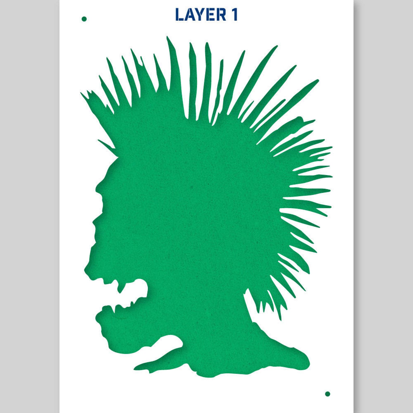 Skull Stencil Mohican Skull Stencil Punk Rock Skull 2 | Etsy