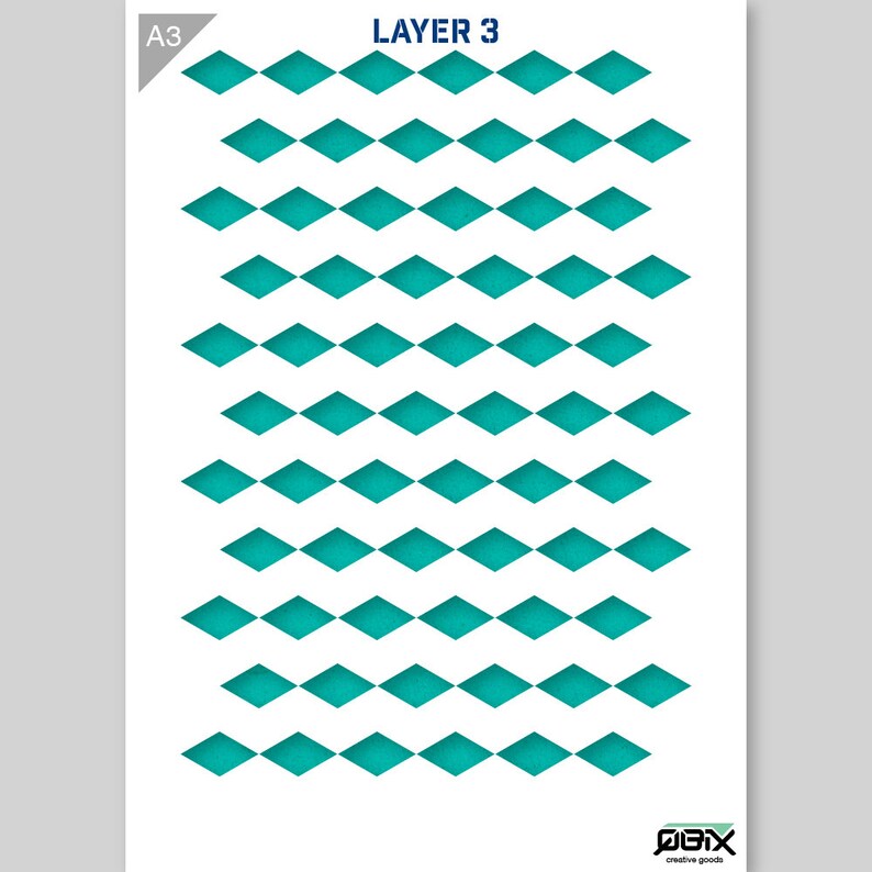 Cubes Stencil Stencil Cube Pattern Stencil 3 Layers A3 | Etsy