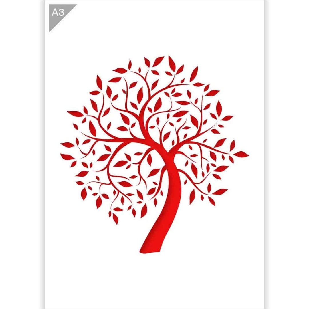 Tree Stencil - Illustrative Tree Stencil - Tree Leaves Stencil - A3 ...
