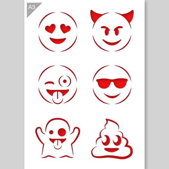 Emoji Stencil Emoticons Stencil Smiley Stencil A3 - Etsy Nederland