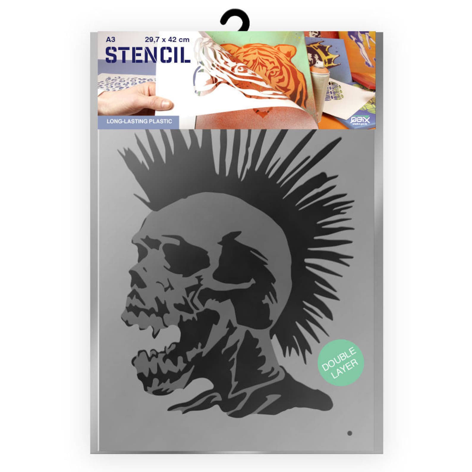 Skull Stencil Mohican Skull Stencil Punk Rock Skull 2 | Etsy