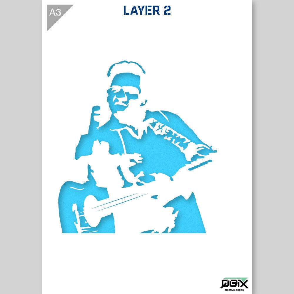 Johnny Cash Stencil 2 Layers A3 Size Stencil Reusable | Etsy