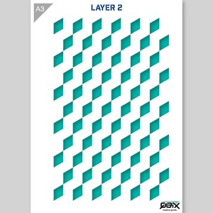 Cubes Stencil Stencil - Cube Pattern Stencil - 3 Layers A3 Size - Reusable, Kids Friendly for ...