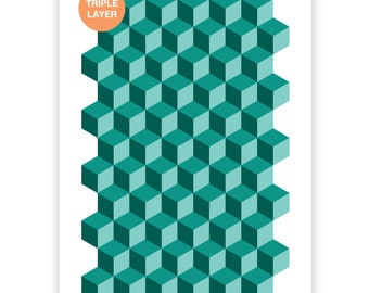 3D Cube Stencil for Wall Painting, for Stamp Album, Decorative ...