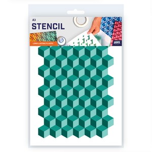 Cubes Stencil Stencil - Cube Pattern Stencil - 3 Layers A3 Size ...