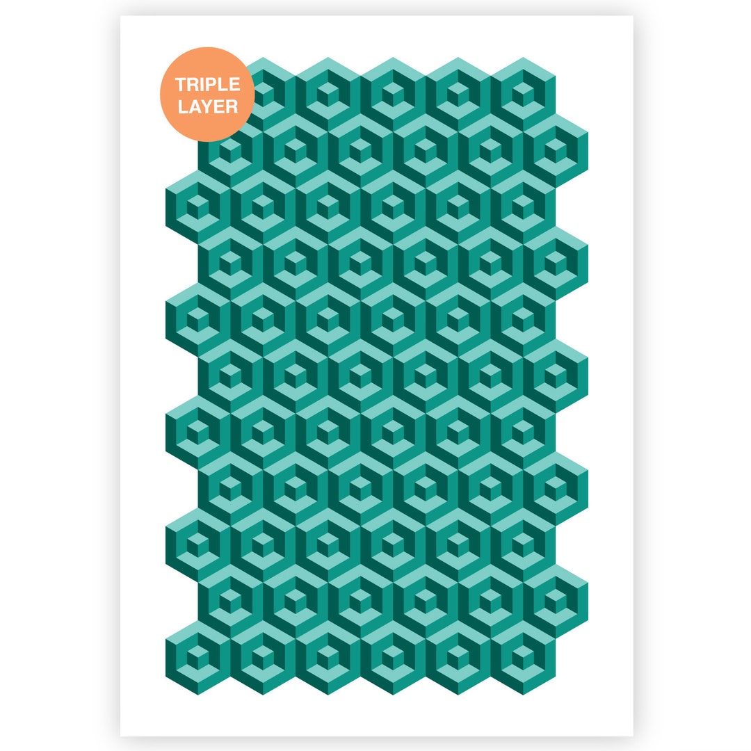 Cube Stencil - Cubes Pattern Stencil - Pattern Stencil - 3 Layers A3 ...