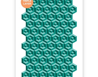 3D Cube Stencil for Wall Painting, for Stamp Album, Decorative ...