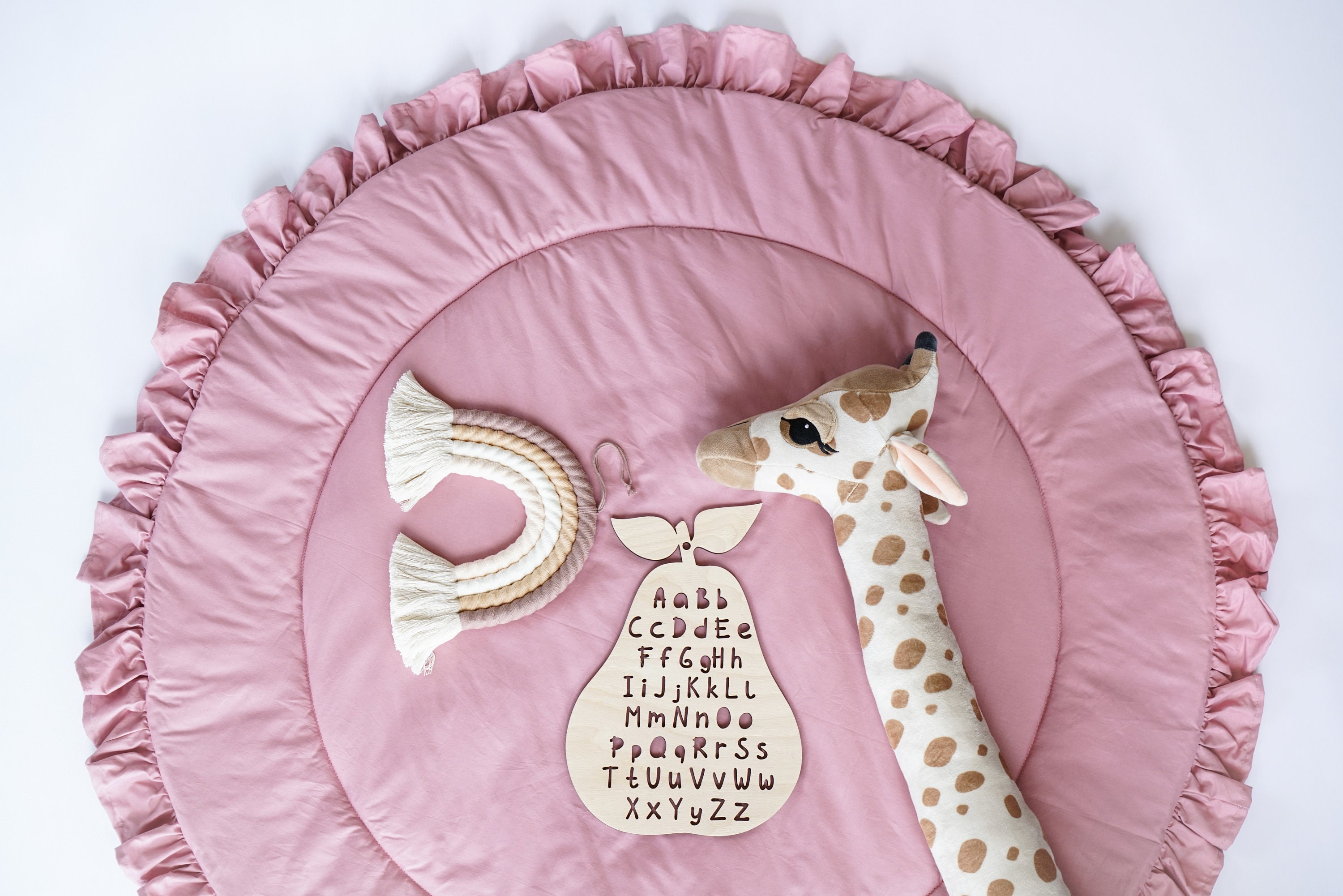 Padded Play Mat, Baby Play Mat, Round Nursery Rug, Ruffled Baby ...