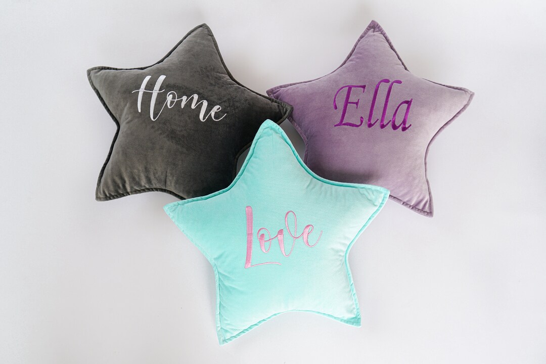 Star Shaped Velvet Pillow, Personalized Star Pillow, Custom Nursery ...