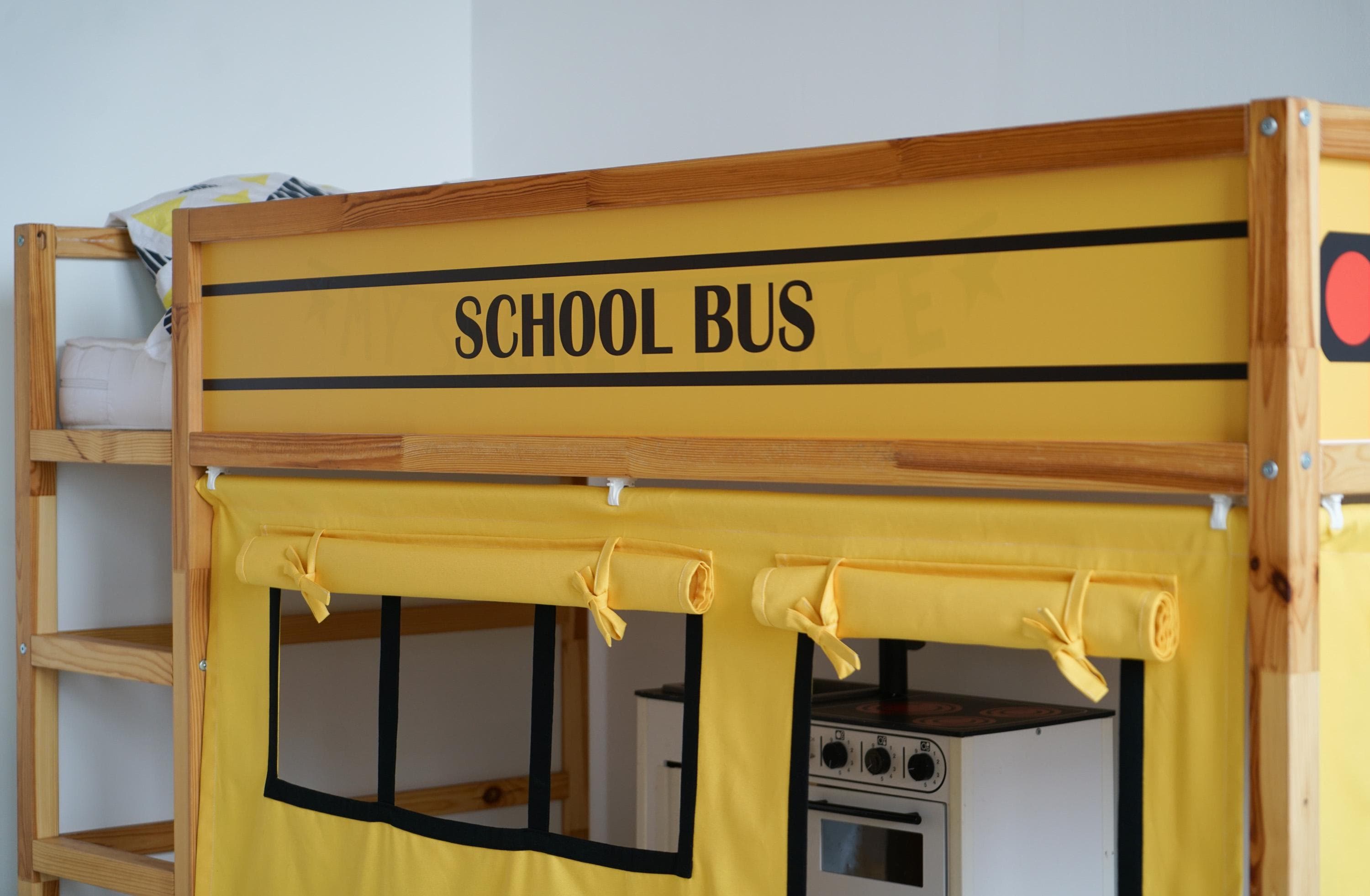 School Bus Curtains for Ikea Kura Bed, Ikea Kura Curtains, Loft Bed ...
