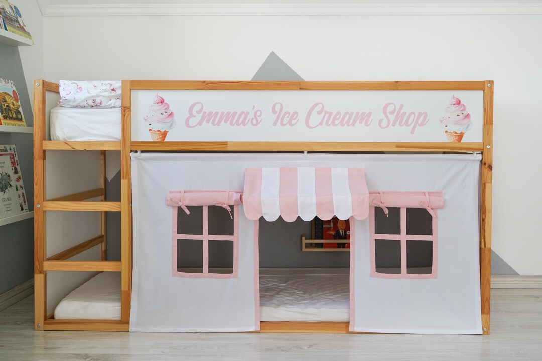 Ikea Kura Curtains, Ice Cream Shop Curtains for Ikea Kura Bed, Loft Bed ...