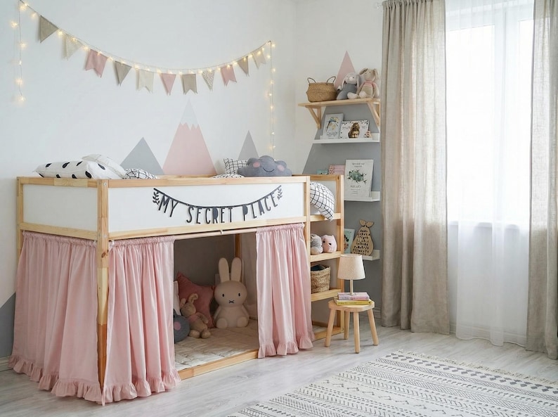 Fabric Kura Bed Curtains, IKEA Kura Bed Accessory for Girls Room - Etsy
