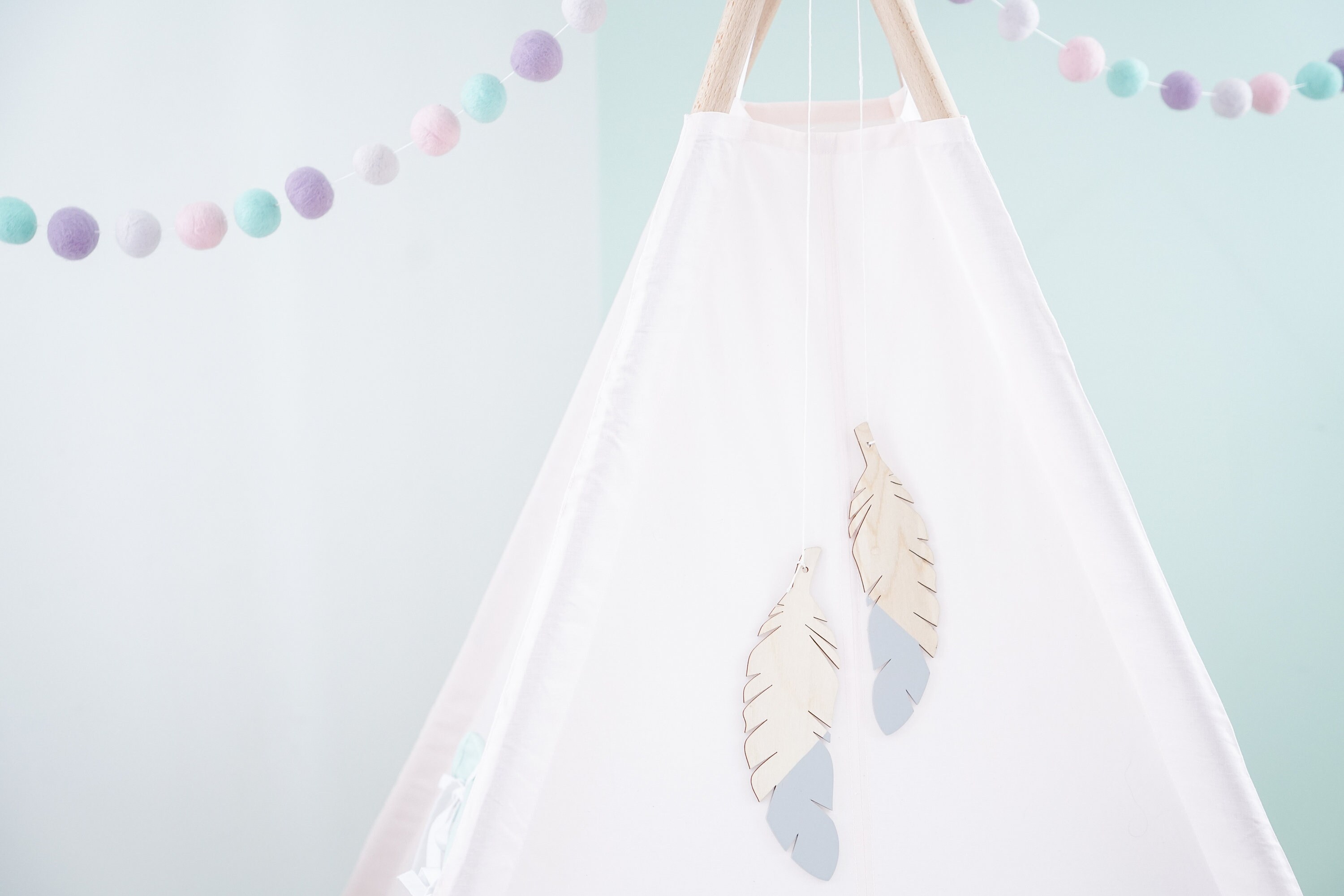 Gray Wooden Feathers Teepee Decor Wooden Nursery Decor - Etsy