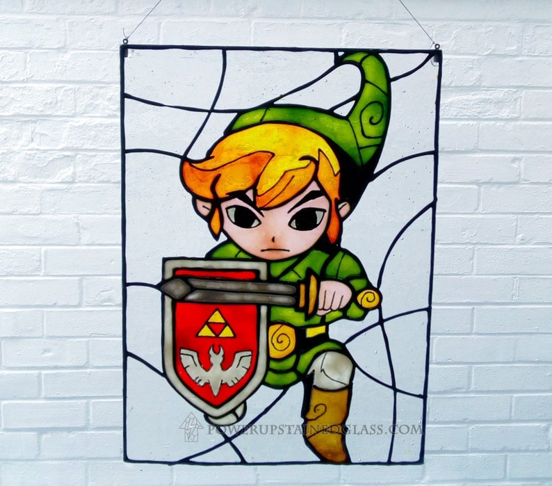 Zelda Wind Waker Link Painted Stained Glass Panel / Hanger, for Wall ...