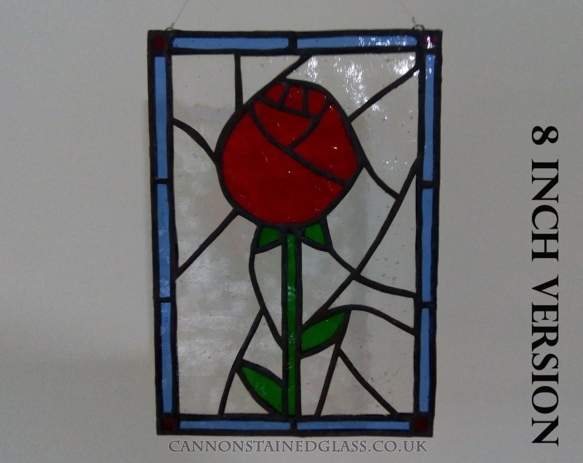 Rose Stained Glass Panel for Wall Window or Suncatcher | Etsy UK