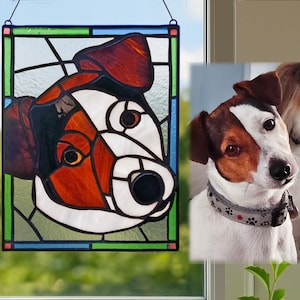Custom Pet Portrait Stained Glass - Dog Memorial Gift - Real Glass ...