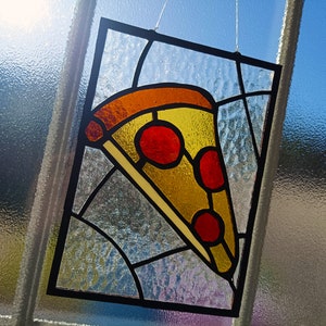 Pizza Slice Stained Glass Panel, for Wall, Window or Suncatcher. Window ...